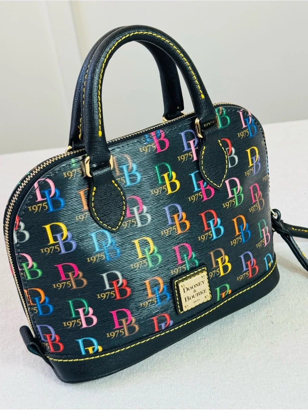 Dooney & Bourke | Bags | Dooney Bourke Black Multicolor Db Logo Mini ...